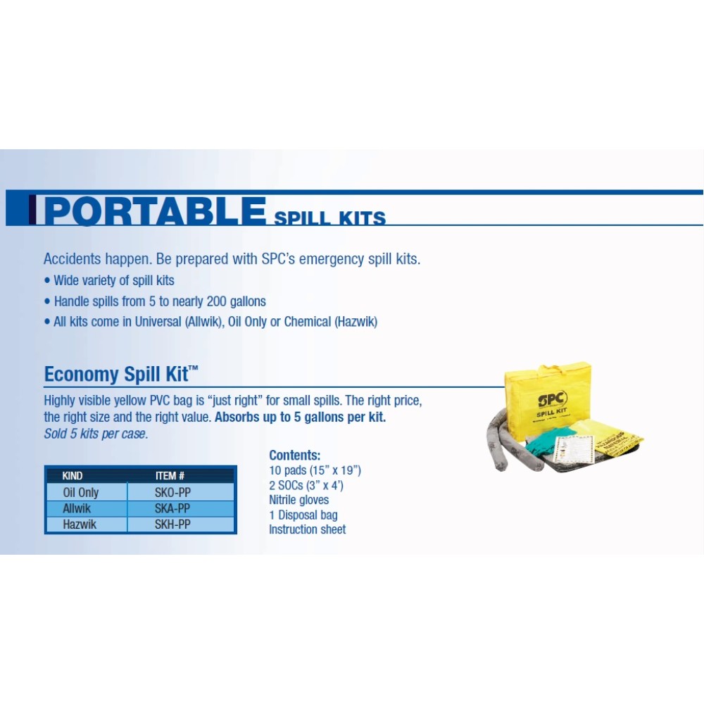 SPC SKO-PP / SKH-PP / SKA-PP Economy Spill Kit
